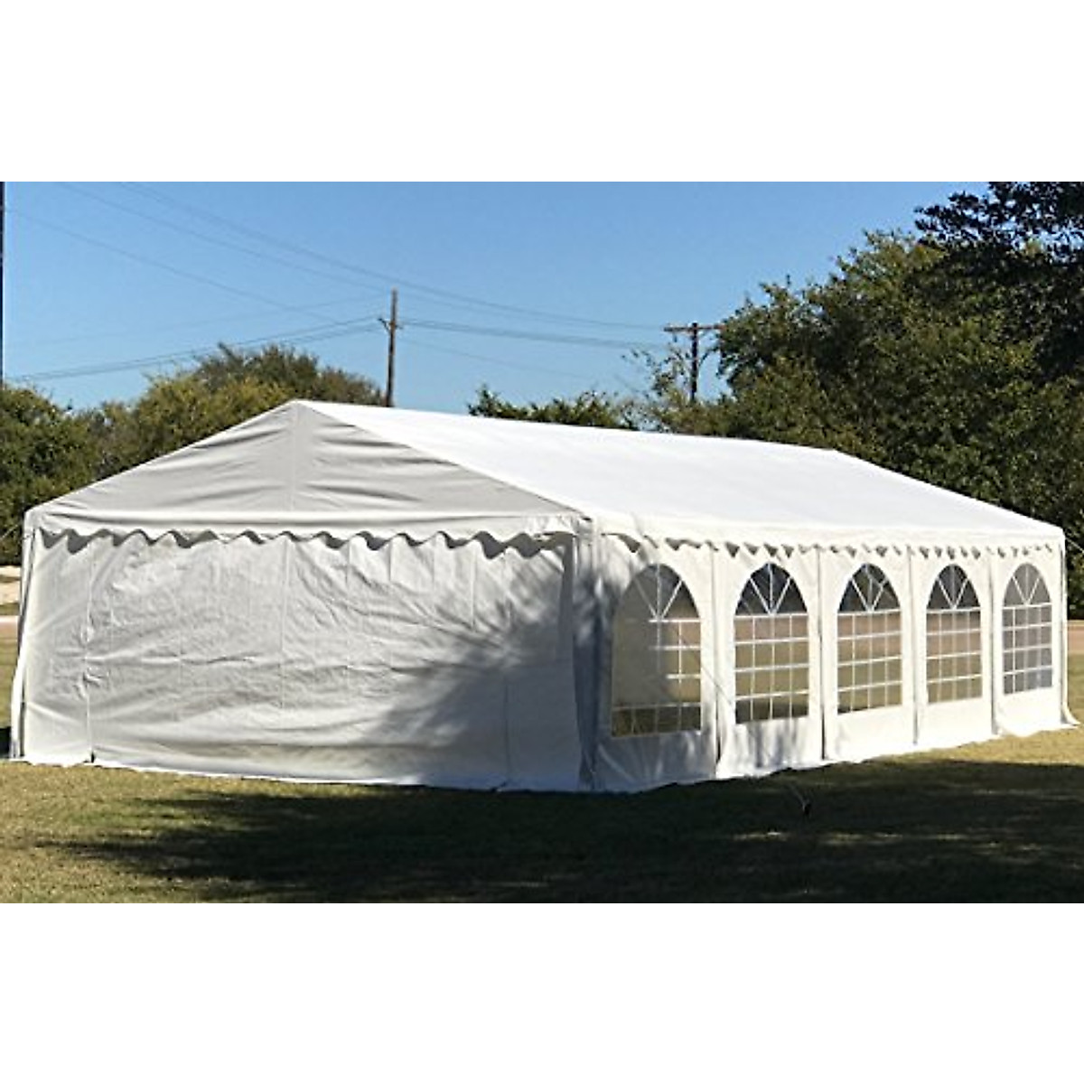 32'x16' PE Party Tent White - Heavy Duty Wedding Canopy Carport Shelter - with Storage Bags - By DELTA Canopies