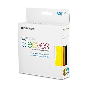 Memorex CD/DVD Sleeves, 50 Pack Colors (32020017730)