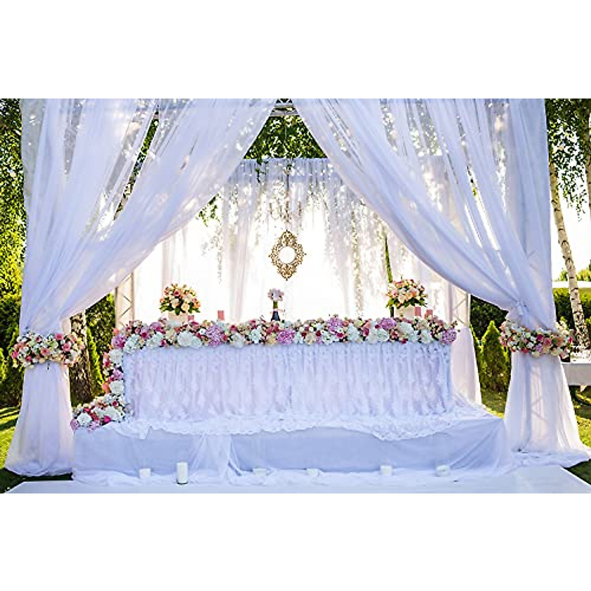 Qidkeo White Chiffon Fabric by The Yard 59" Wide,10 Yards Continuous