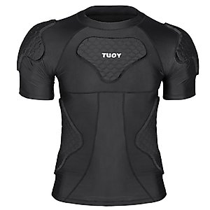 TUOYR Mens Football Padded Shirt Chest Rib Protector Undershirt for Football Baseball Softball Rugby