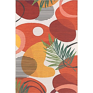 nuLOOM Terri Tropical Machine Washable Indoor/Outdoor Area Rug, 8' x 10', Red