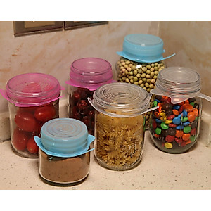 Small Silicone Stretch Lids 5 Pack of 2.5 inch Reusable Stretch Cover, Silicone Stretch and Seal Lids Fit for 2.6 to 3.4 inch Can Cup Regular and Wide Mouth Mason Jar