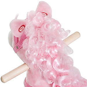 Qaba Kids Ride on Rocking Horse Toddler Plush Toy with Realistic Sounds and Swinging Tail for 3 Years Old Children