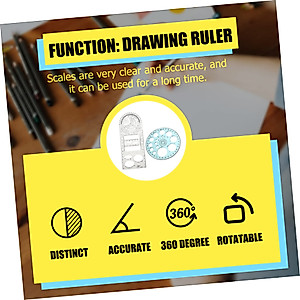 MAGICLULU 1 Set Drawing Ruler Clear Measuring Mathematics Measuring Ruler Clear Graphic Design Ruler Mathematics Measuring Circle Scale Ruler Plastic Multifunction Student Tape Measure