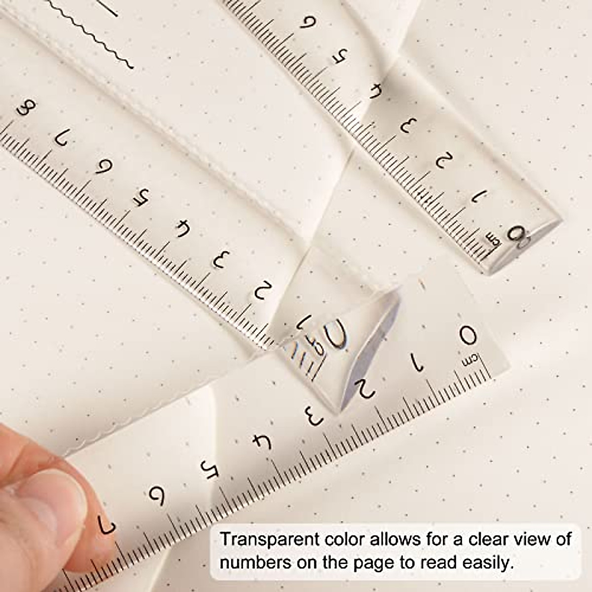 HARFINGTON 2pcs Straight Plastic Ruler 12cm Metric Plastic Clear Measuring Tool for Classrooms Home Office