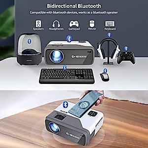Portable WiFi Projector 4K with Bilateral Bluetooth for Phone,7000LM Native 1080P Home Theater Projector,Smart Outdoor Movie Projector with Android 9.0/Zoom/Auto Flip for Fire Stick,PS5,DVD,Laptop,PC