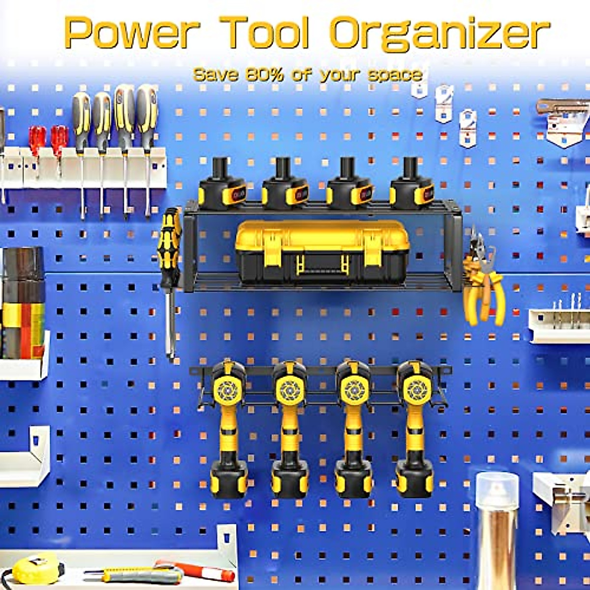 Tafatee Power Tool Organizer Wall Mount,Separate Design 3 Layers Cordless Tool Organizers and Storage Drill Holder Heavy Duty Metal Tool Shelf Utility Storage Rack for Tool Room Workshop Garage Perfect for Dad Father's Day Gifts(2 Pack)