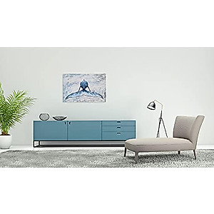 SYGALLERIER Coastal Canvas Wall Art - Blue and White Whale Paintings - Modern Abstract Tropical Fish Pictures with Textured for Bathroom Bedroom Living Room Decor