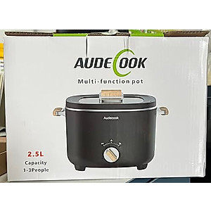 Audecook Hot Pot Electric, 2.5L Portable Nonstick Multicooker, Shabu-Shabu Pot, Travel Electric Skillet with Dual Power Temperature Control for Noodles/Soup/Egg/Steak/Oatmeal/Porridge(Black)