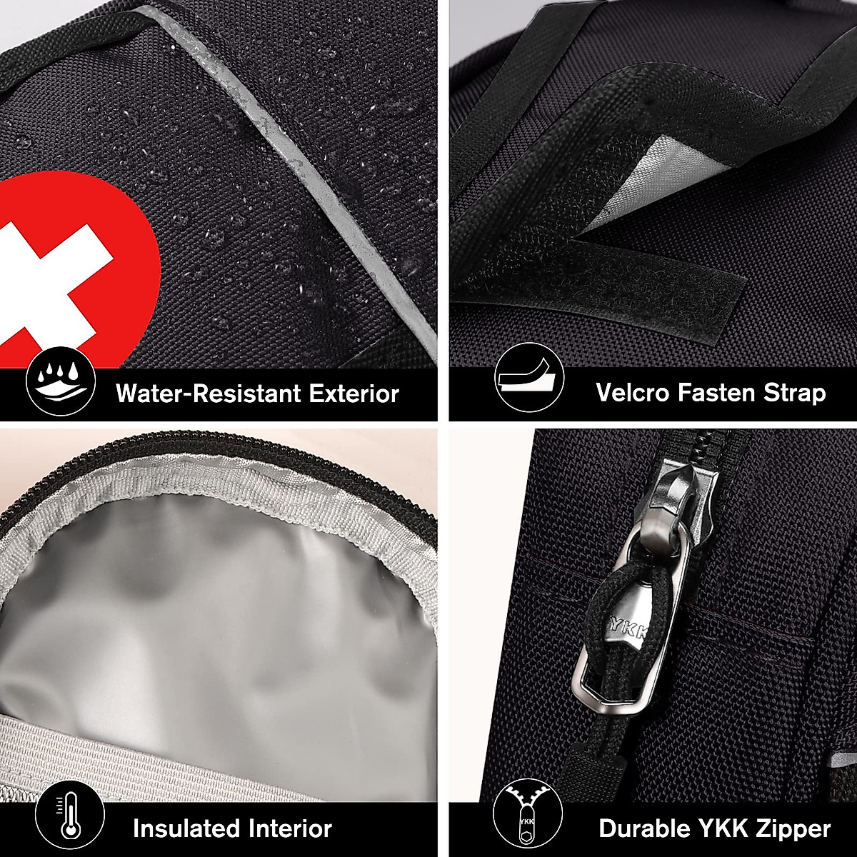 SITHON Insulated Medicine Carrying Case Bag - Small Travel Medication Organizer Emergency Medical Pouch Holds Auvi Q, Nasal Spray, Allergy Meds, Asthma Inhaler Case, Black