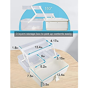 Facikono Craft Tool Box 3 Layer Storage Box Art Craft Box Tackle Box Organizer Hair Supply Organization Box Sewing Box Medication Organizer White Plastic Tool Box