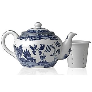 HIC Harold Import Co. HIC Blue Willow Teapot, Fine White Porcelain, 3-Cup, 16-Ounce