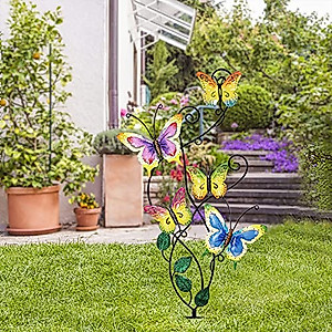 Juegoal 28 Inch Butterfly Garden Stake Decor Metal Wall Art Decoration, Mothers Day Ideal Gifts for Mom, Yard Outdoor Ornaments
