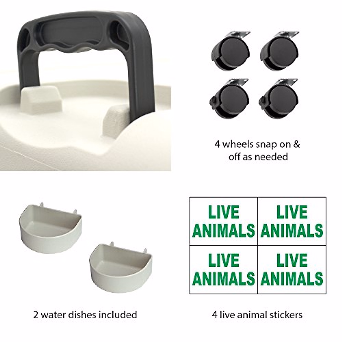 SportPet Designs Plastic Kennels Rolling Plastic Wire Door Travel Dog Crate - Medium, Gray (CM-2001-CS01)