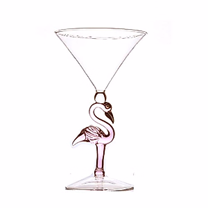 Creative Pink Flamingo Cocktail Martini Goblet Glass Cool Tableware Unique Bar Wine Set (2, 200ML cocktail glass)