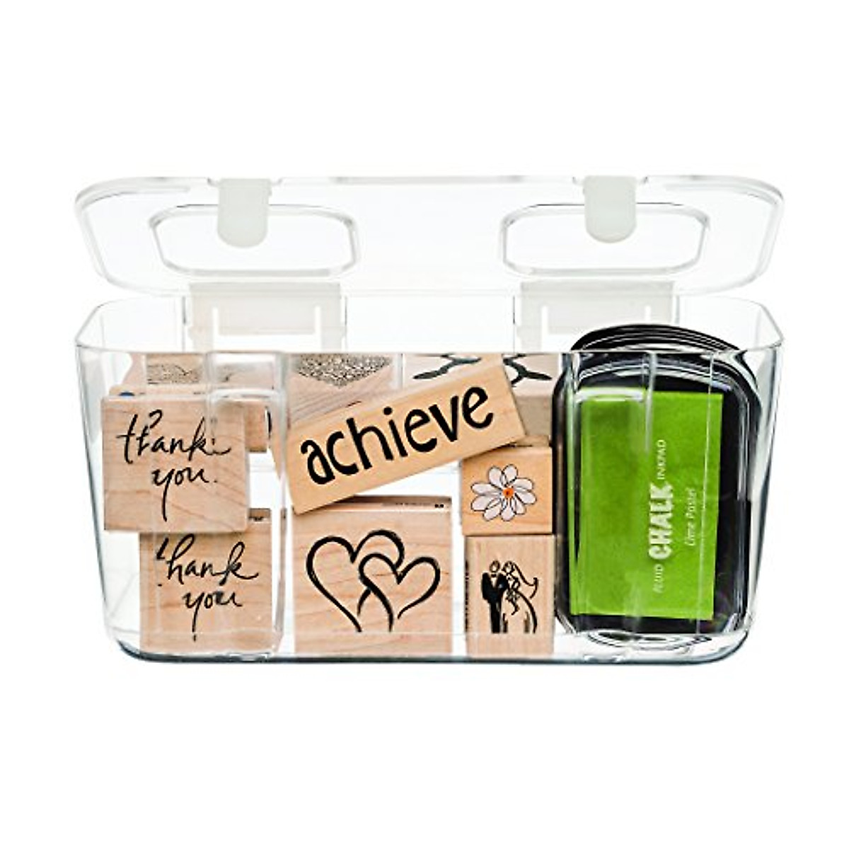 Deflecto Caddy Organizer, Stackable with Three Compartments, White and Clear (29003CR)