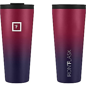 IRON °FLASK Classic Tumbler 2.0-2 Lids (Straw/Flip), Vacuum Insulated Stainless Steel Water Bottle, Double Walled, Drinking cup, Thermo Travel Mug - Dark Rainbow, 32 Oz