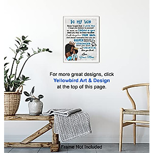 Boys Bedroom Decor - Black Art - African American Art - To My Son Gifts from Mom - Little Boys Room Decor - Wall Art for Boys - Blue Baby Boy Nursery Decor - Kids Room Decor - Family Decor