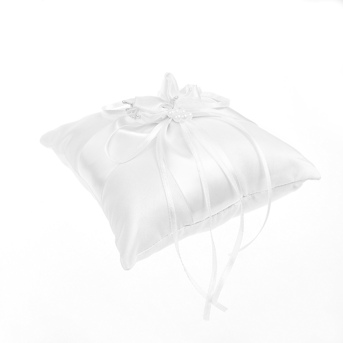 Cosmos Satin Bridal Wedding Ring Bearer Pillow Cushion Bearer with Ribbons Ring Holder Pillow for Wedding