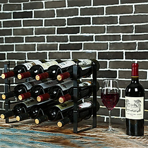 Ogrmar 3 Tier Stackable Wine Rack Countertop Cabinet Wine Holder Wine Storage Shelf Hold 12 Bottles for Kitchen, Bar, Pantry, Wine Cellar, Basement, Countertop, Cabinet