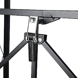 XMSound 4-Tier Foldable Storage Shelves with 12 Hooks, No Assemble Needed Wide Folding Metal Shelf with Caster Wheels for Garage Kitchen Home Closet Office