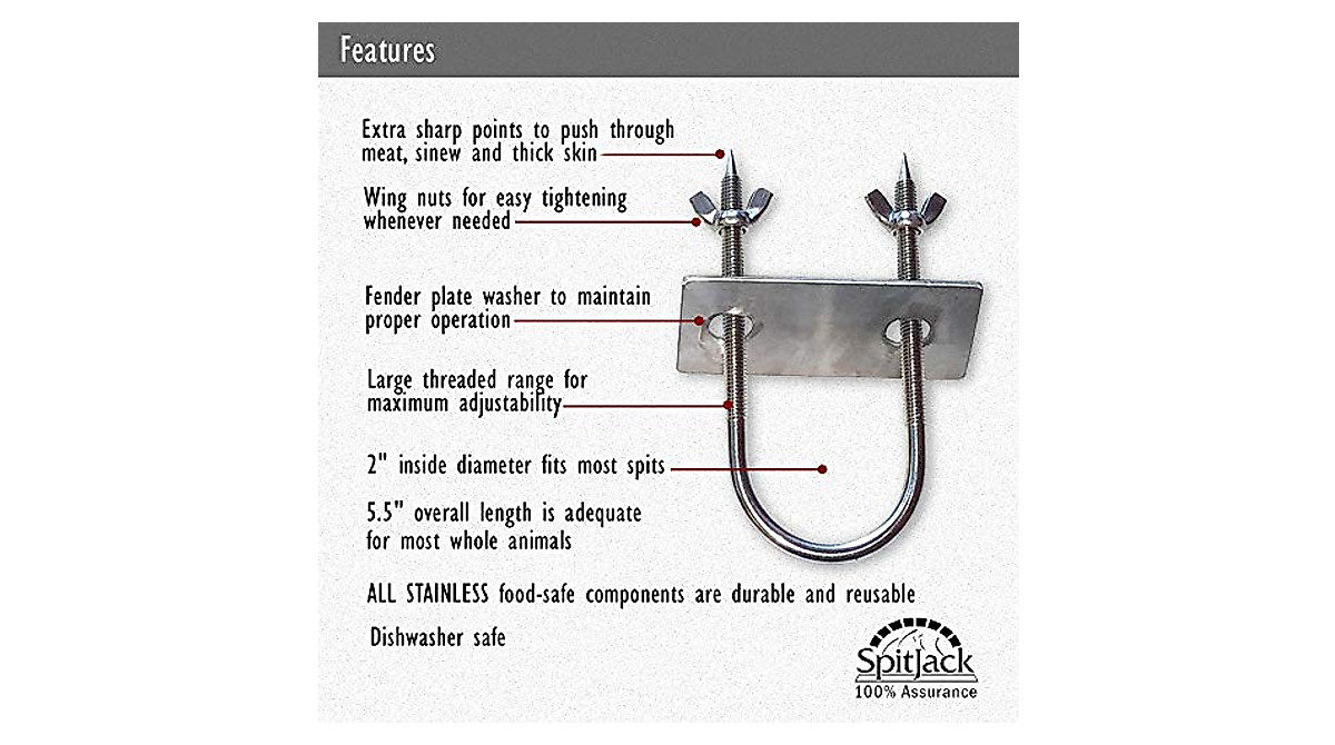 Secure Large Rotisserie Meats with SpitJack Stainless U-Bolt - 2 Pack