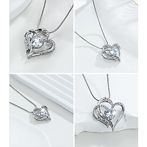 REJOY24 Heart Pendant Goodluck Necklace made of Brass, Platinum Plated coating with Shiny Rhinestone (Box included)