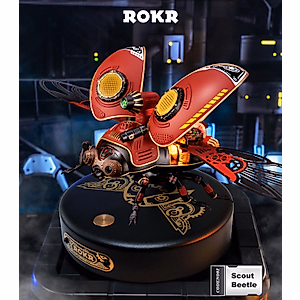 ROKR 3D Metal Model Kits for Adults Scout Beetle - 147PCS 3D Metal Puzzle Electric Mechanical Plastic Building Kit Hobby Kit Gift for Adults/Boys/Girls
