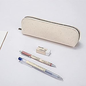 【YONBEN】Canvas pencil case cartucheras para mujer makeup brush bag simple multifunctional pencil bag (Beige, S)