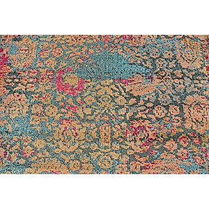 Unique Loom Medici Collection Floral Vibrant Colors Traditional Blue Area Rug (8' 0 x 11' 0)