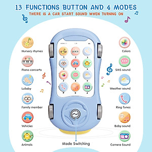 keefun Baby Cell Phone Toys for 1 Year Old Boy, Musical Car Toys with Star Projector, Toy Phone Baby Toys 12-18 Months, Early Education Learning Toys for 1 2 3 Years Old Boy Girl