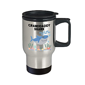 Whizk Granddaddy Shark Travel Mug Funny Gifts - Dear Grandpa Grandfather Fathers Day Christmas Birthday Love Cute Family Men 14 Oz Stainless Steel Insulated Tumbler TSK0039
