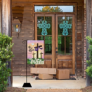 WATINC He is Risen Garden Flag Easter Cross Burlap Matthew 28:6 Vertical House Flag Double Sided Happy Easter Religious Jesus Christian Party Decorations Supplies for Lawn Yard Outdoor 12 x 18 In