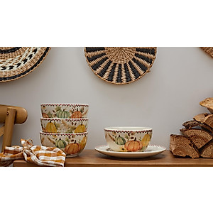 Bico Blessing Season 26oz Ceramic Cereal Bowls, Set of 4, for Pasta, Salad, Cereal, Soup & Microwave & Dishwasher Safe