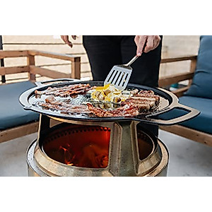 Solo Stove Ranger Cast Iron Griddle Cooking Bundle, incl. Stainless Steel Fire Pit + Stand, Cast Iron Griddle & Stainless Steel Hub for 6.5” Elevation, Height: 22 in, Diameter: 14.25 in, 31.1 lbs