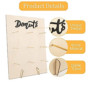 2Pcs Donut Wall Display Stand, Donut Display Board, Wooden Donut Holder Stand Party with 4Pcs Donut Stand Towers for Birthday Party,Wedding Decoration