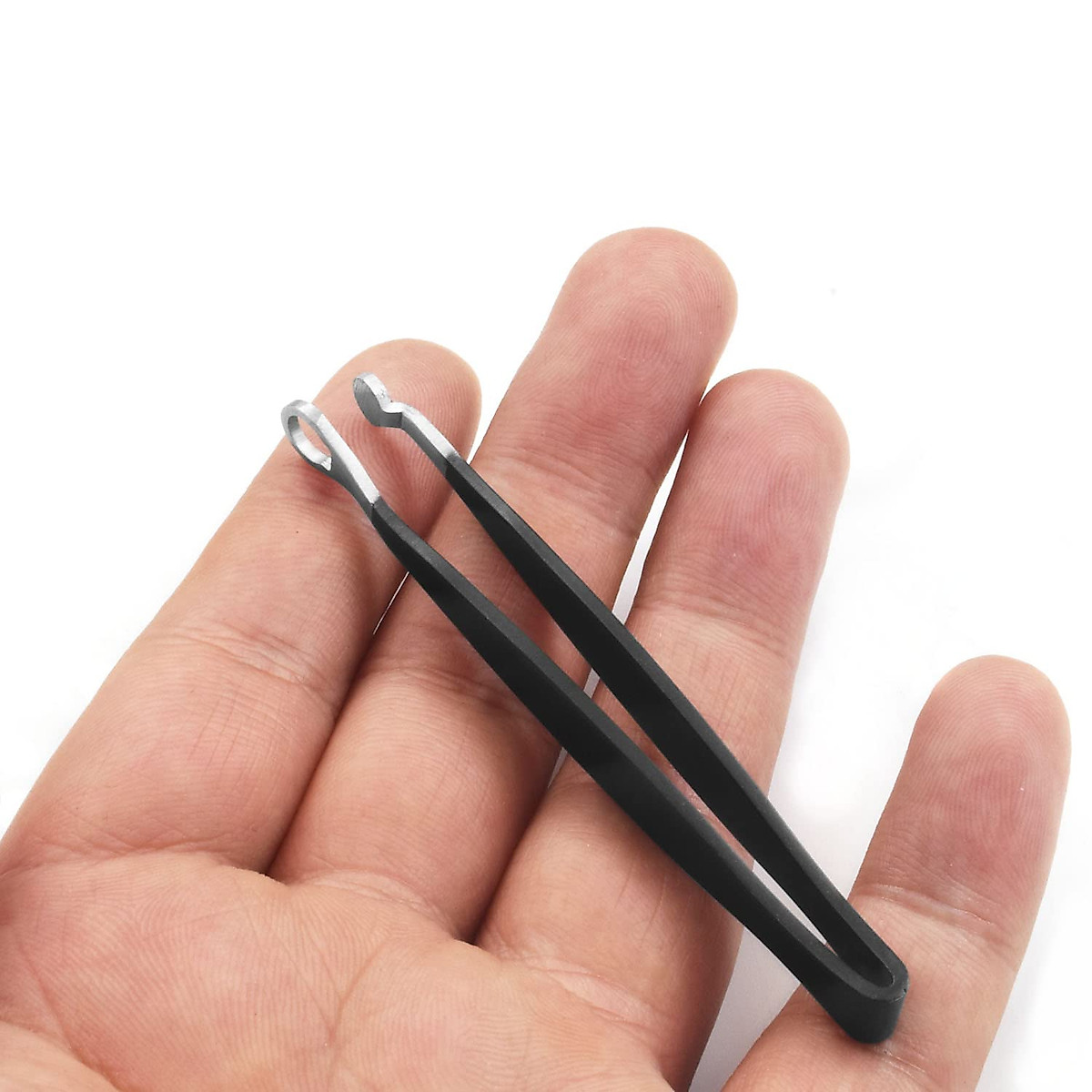 Yutoner Precision Nose Hair Tweezer Stainless Steel Round Head Grooming Scissor Eyebrow Clippers Trimmer for Safely Trim Nose and Ears (Black)