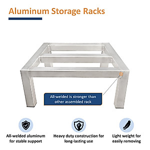 GSW 8-Inch High All Welded Aluminum Dunnage Racks with Plastic Feet, 12”L x 14”W x 8”H