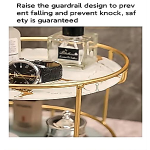 SUJIOWJNP 3-Layer Shelf Organizer, Bathroom Countertop Shelf, Large Capacity Heightened Design, Metal Frame, Removable Marble Glass Tray, Vanity Cosmetic Organizer