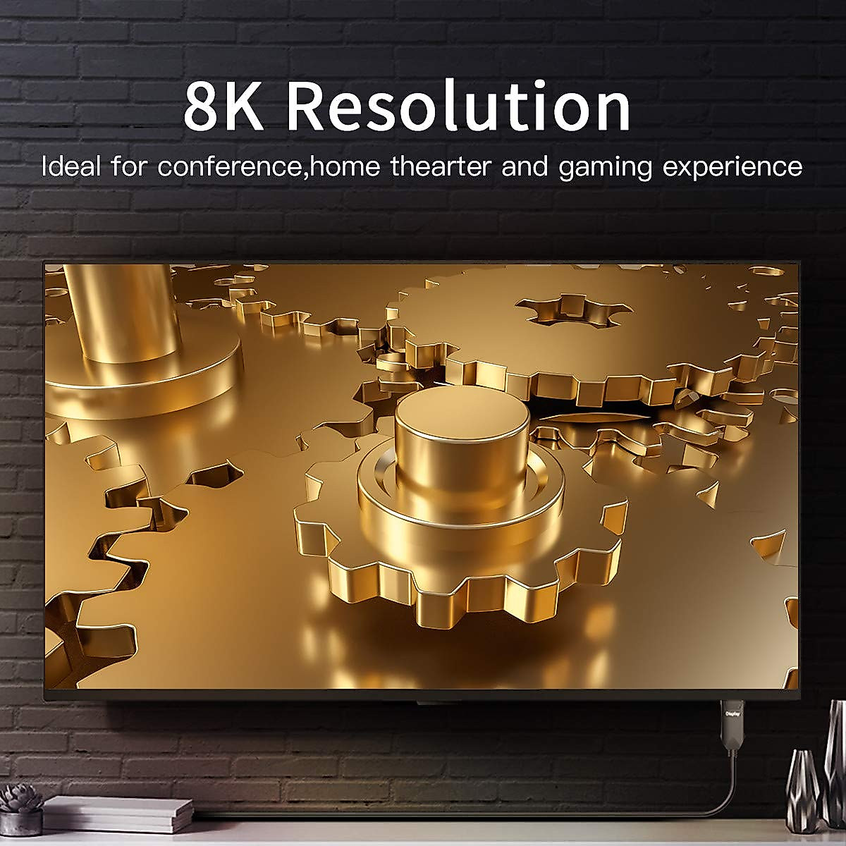 BIFALE DP Fiber Cable 33ft, Displayport Fiber Optic Cable High Speed 32.4 Gbps 8K@60Hz 4K@165Hz 2K@144Hz DP1.4, Fiber DP to DP Cable Slim and Flexible, Gold Plated Connector