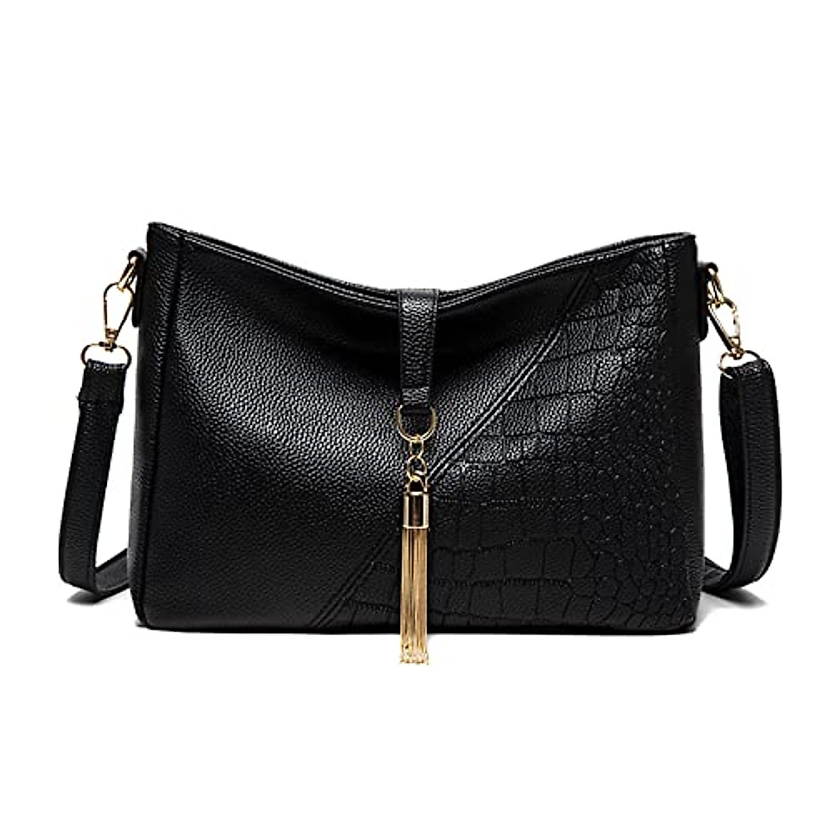 Shoulder Bag Retro Classic Purses Clutch Shoulder Purse Tote Handbag Crossbody Bag with Zipper Closure for Women (Black)
