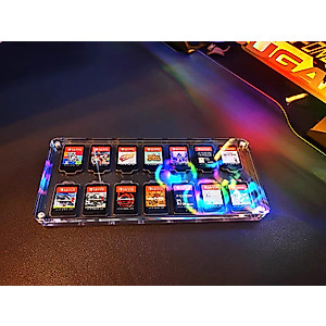 X-Richmen 14 in 1 Game Card Case for Nintendo Switch Acrylic Storage Box Transparent Display Cabinet of Switch Game Card Cartridge, Gift Box of Mario Mushroom Red and Blue Thumb Grip 2PCS