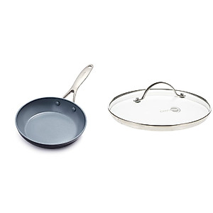 GreenPan Valencia Pro Hard Anodized Healthy Ceramic Nonstick 8" Frying Pan Skillet and Glass Lid