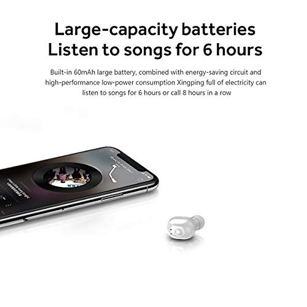 AIYIBEN Wireless Earphones, Wireless Sports Bluetooth Earphone Mini Earbud with Noise Cancelling for iPhone X/8/7/6s Plus Samsung Galaxy S8, S8 Plus (White)