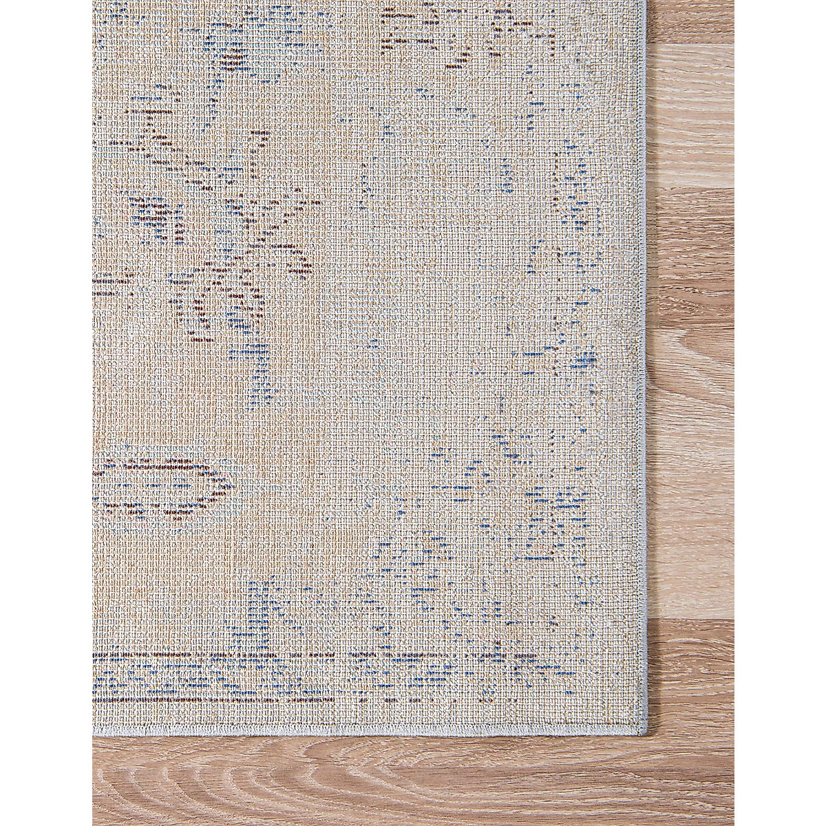Unique Loom Augustus Collection Rustic Traditional, Bohemian Area Rug, 2' 7" x 12' 2", Tan/Blue