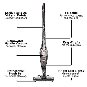 BLACK+DECKER Powerseries Cordless Stick Vacuum Cleaner & Hand Vac, 2-in-1, Titanium Gray (HSVB420J)