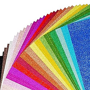 Glitter Cardstock Paper, 40 Sheets 20 Colors, Colored Cardstock for Cricut, Premium Glitter Paper for Crafts, A4 Glitter Card Stock for DIY Projects, Sparkly Paper for Card Making, 250 GSM