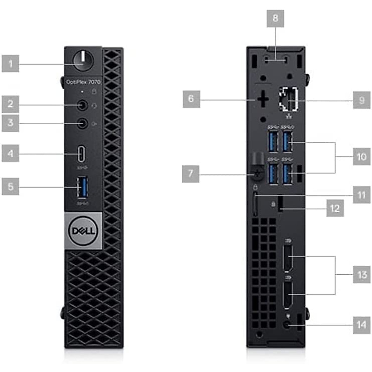 Dell Optiplex 7070 MFF Micro Form Factor Desktop 9th Gen Intel Core i7-9700T 8-Cores Processor, 32GB DDR4 RAM, 256GB SSD, Intel UHD Graphics 630, Windows 10 Pro, with 24" LCD (Renewed)