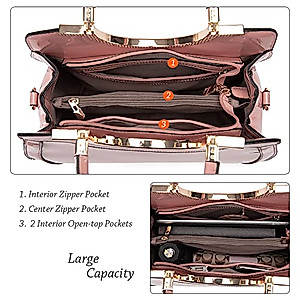 LJOSEIND Patent Leather Handbags Designer Satchel Purses Top Handle Bags Structured Shoulder Bags for Women