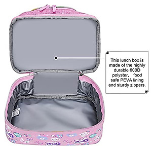 Charming Kids Cat Backpack with Lunch Box Set - For Preschool, Kindergarten, Elementary School Girls (Ages 3-8), Medium Size (15", 7.4L)